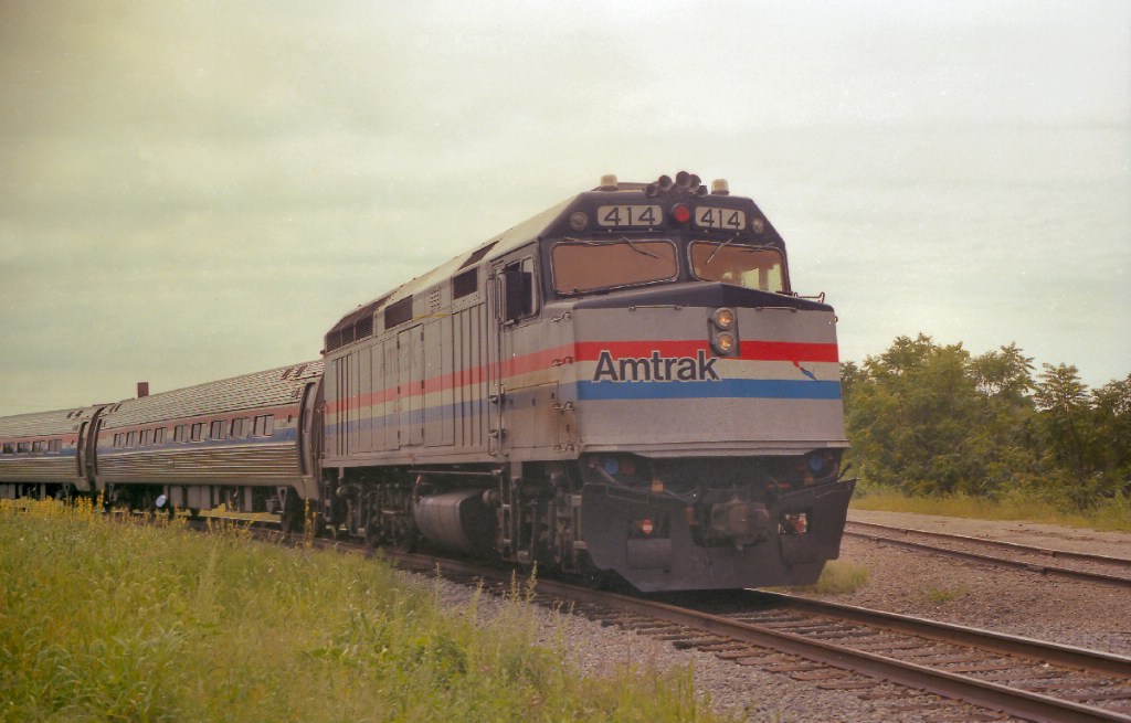 Amtrak EMD F40 414 on the Moshassuck Valley Railroad (Providence and Worcester)